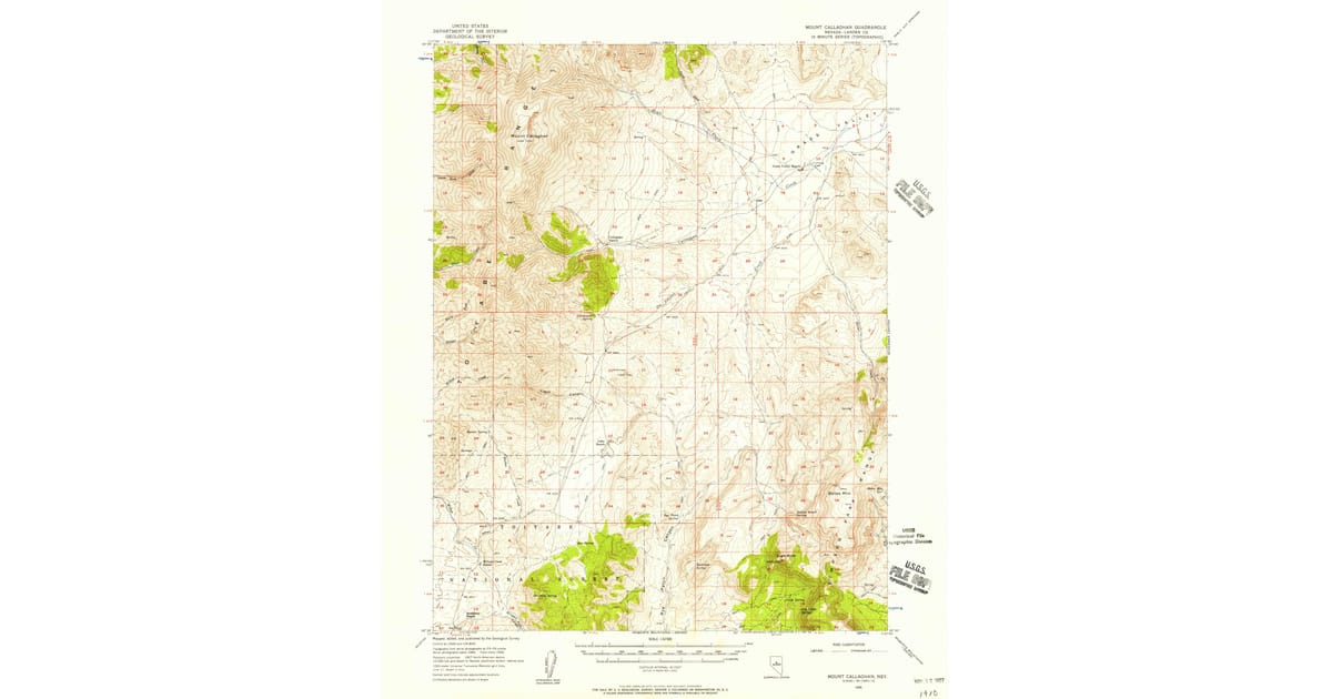1956 Map of Mount Callaghan, Lander County, NV — High-Res | Pastmaps