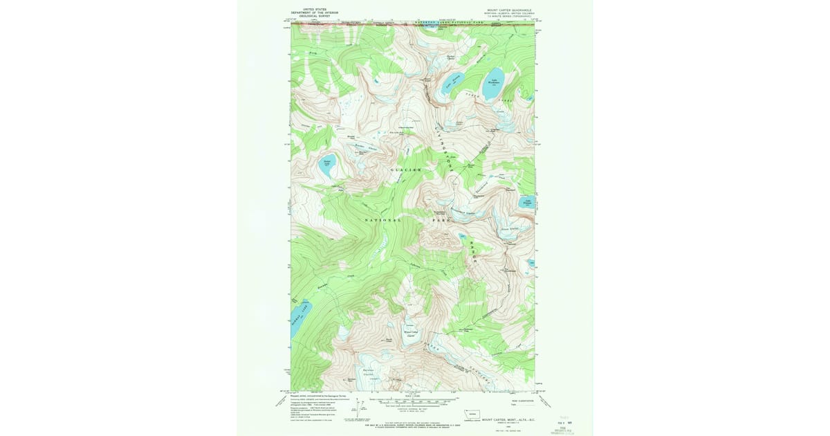1968 Map of Mount Carter, Flathead County, MT — High-Res | Pastmaps