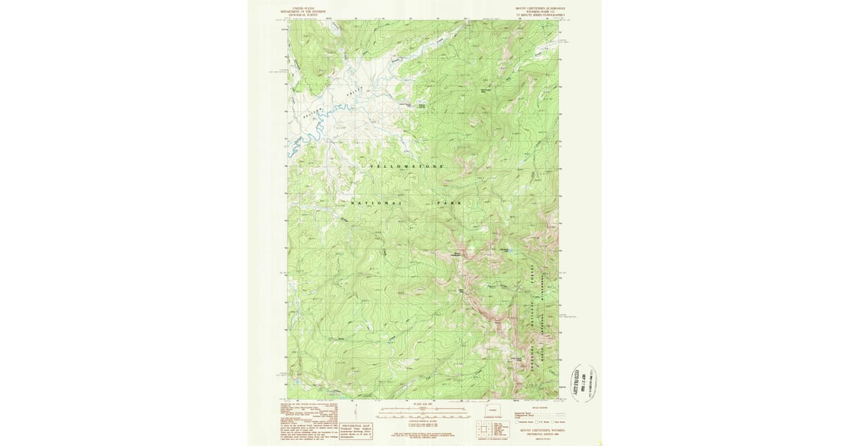 1989 Map of Mount Chittenden, Park County, WY — High-Res | Pastmaps