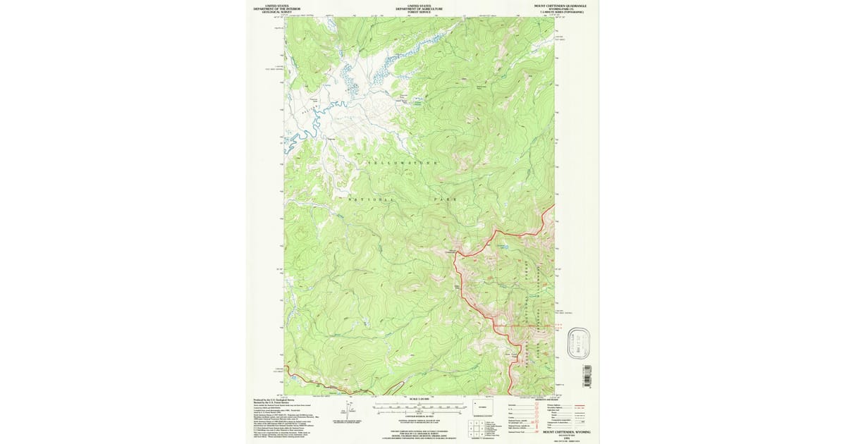 1991 Map of Mount Chittenden, Park County, WY — High-Res | Pastmaps