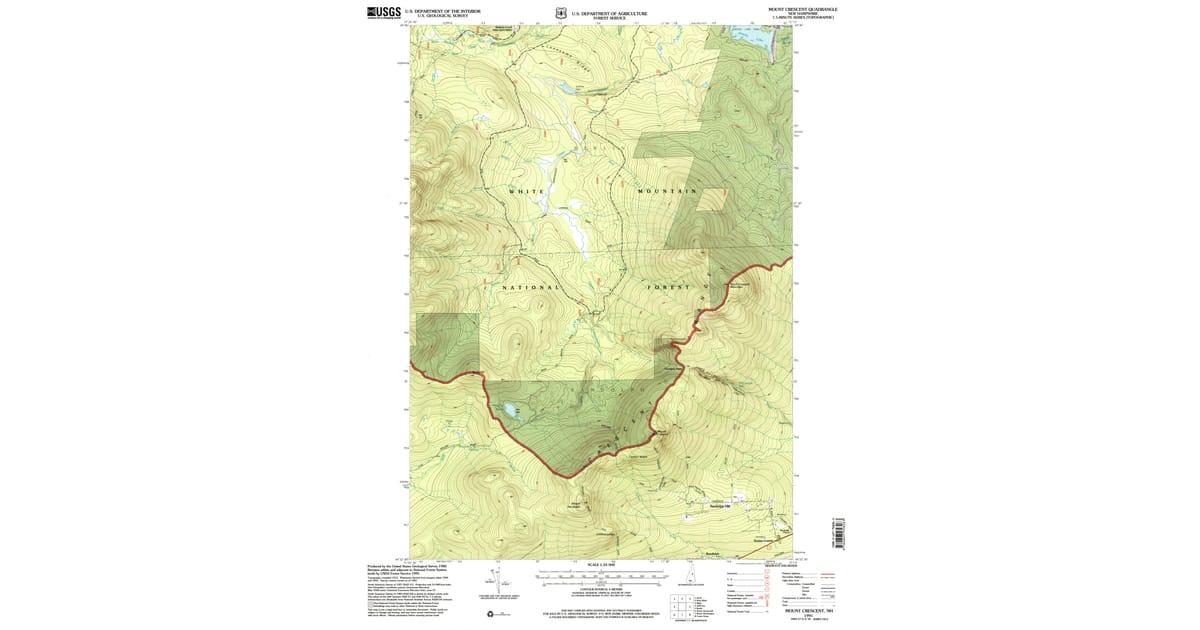 1995 Map of Mount Crescent, Coos County, NH — High-Res | Pastmaps