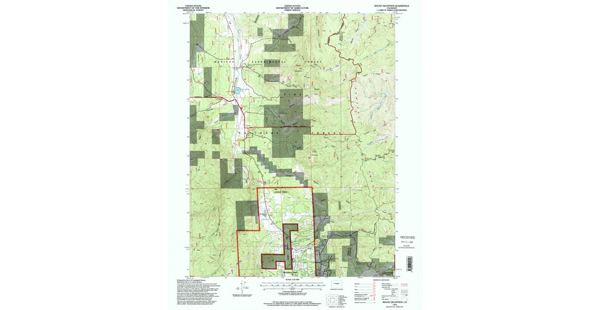 1994 Map of Mount Deception, Teller County, CO — High-Res | Pastmaps
