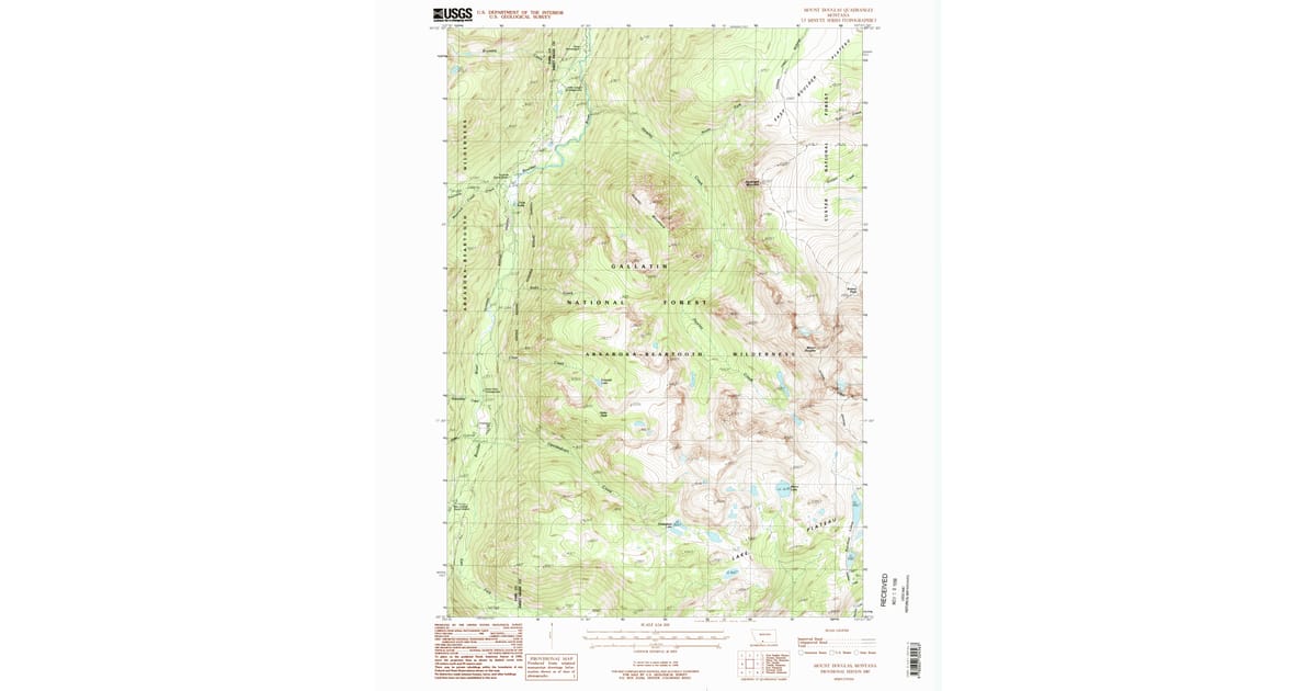 1987 Map of Mount Douglas, Sweet Grass County, MT — High-Res | Pastmaps