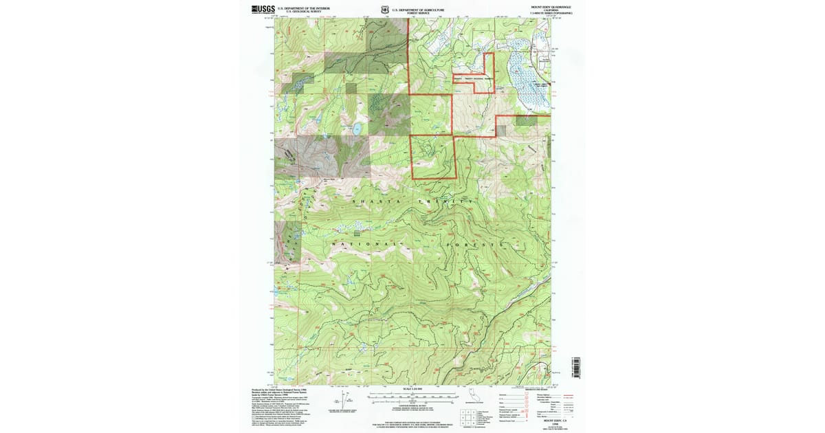 1998 Map of Mount Eddy, Siskiyou County, CA — High-Res | Pastmaps