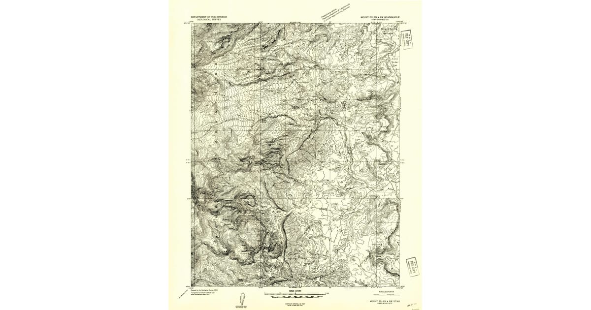 1952 Map of Mount Ellen 4 SW, Garfield County, UT — High-Res | Pastmaps