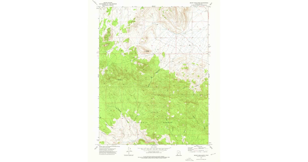1972 Map of Mount Escalante, Iron County, UT — High-Res | Pastmaps