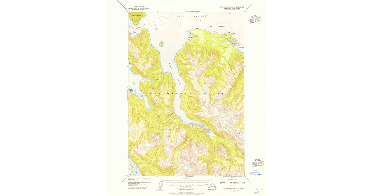 1954 Map of Mount Fairweather A-1, Hoonah-Angoon Borough, AK — High-Res ...