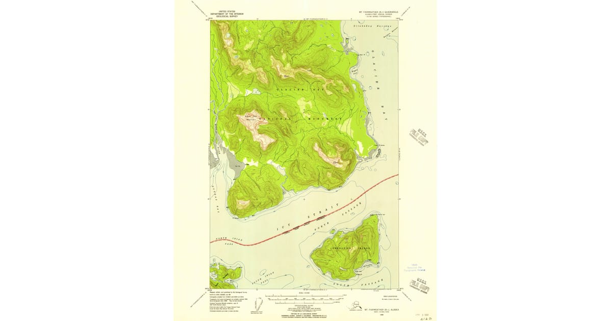 1948 Map of Mount Fairweather B-1, Hoonah-Angoon Borough, AK — High-Res ...