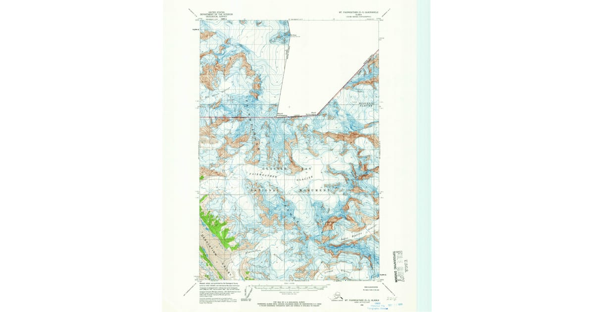 1961 Map of Mount Fairweather D-5, Hoonah-Angoon Borough, AK — High-Res ...