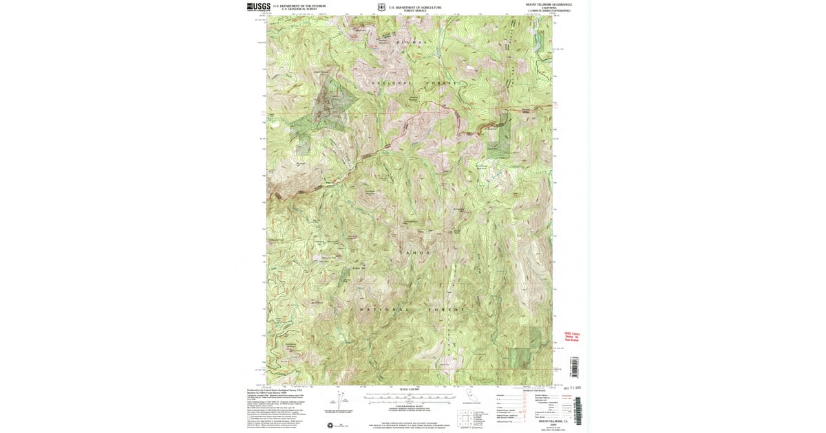 2000 Map of Mount Fillmore, Sierra County, CA — High-Res | Pastmaps