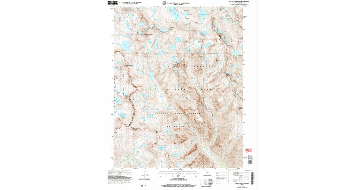 2004 Map of Mount Goddard, Fresno County, CA — High-Res | Pastmaps