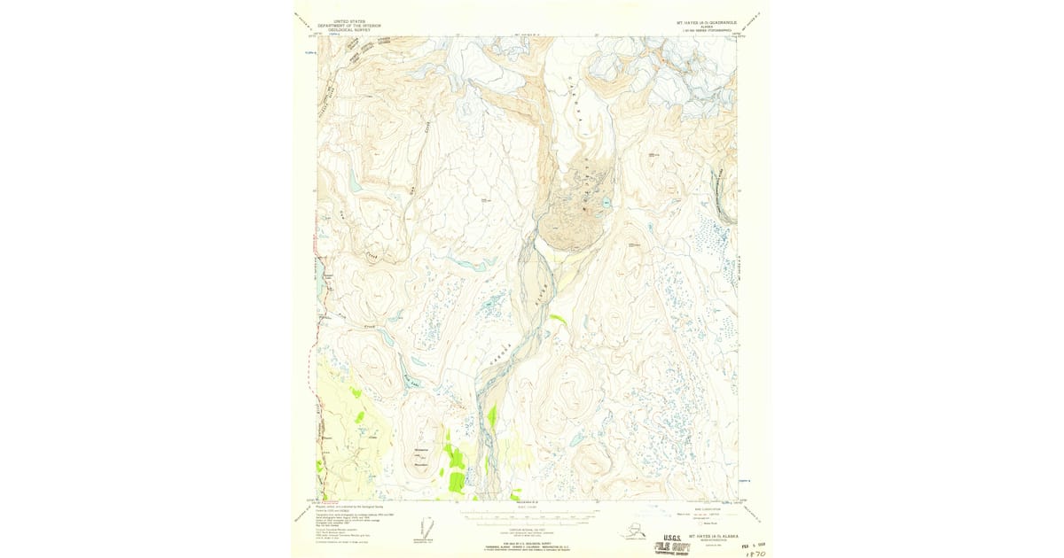 1954 Map of Mount Hayes A-3, Alaska — High-Res | Pastmaps