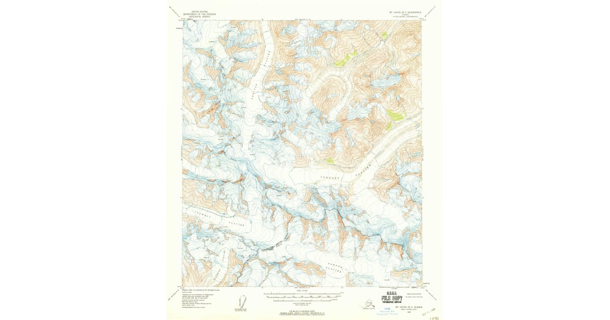 1955 Map of Mount Hayes B-3, Alaska — High-Res | Pastmaps