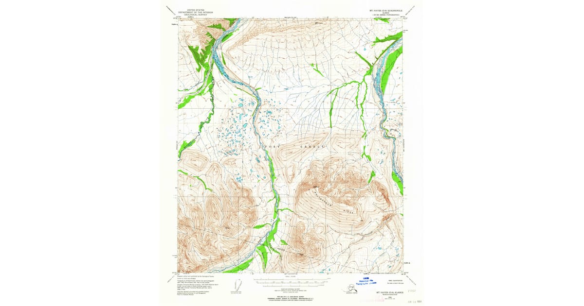 1950 Map of Mount Hayes D-6, Southeast Fairbanks Borough, AK — High-Res ...