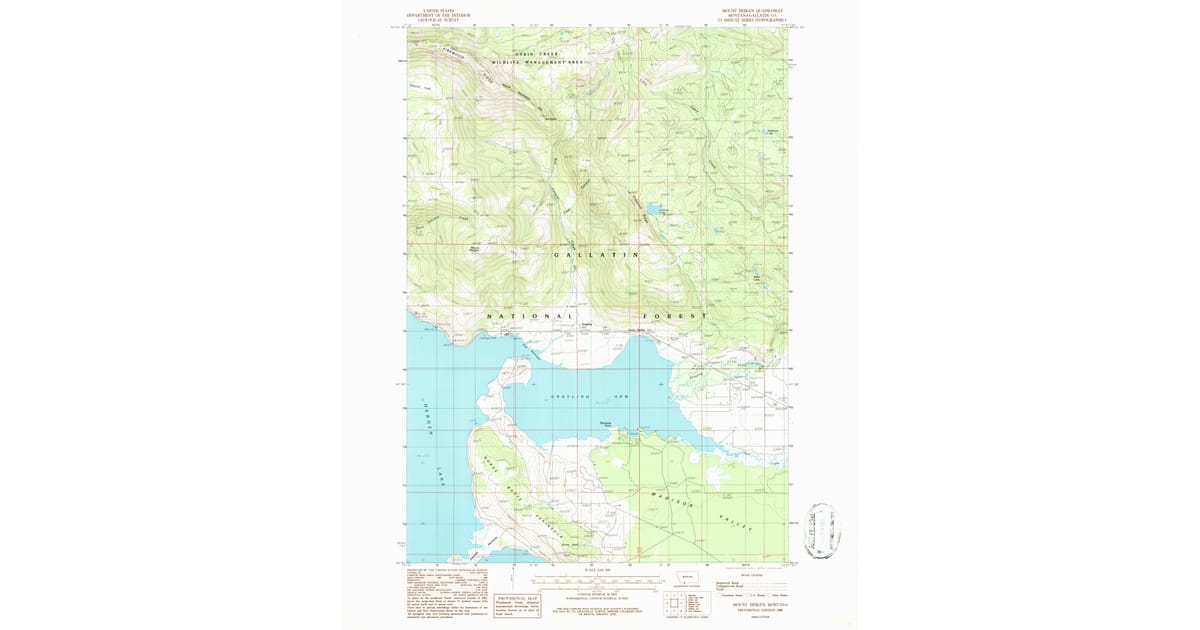 1986 Map of Mount Hebgen, Gallatin County, MT — High-Res | Pastmaps
