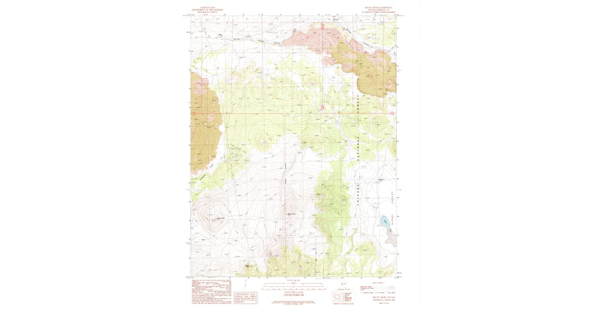 1989 Map of Mount Hicks, Mineral County, NV — High-Res | Pastmaps