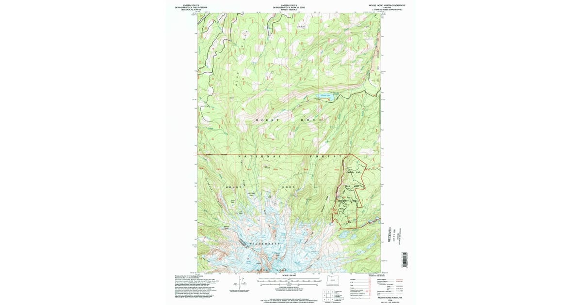 1996 Map of Mount Hood North, Hood River County, OR — High-Res | Pastmaps