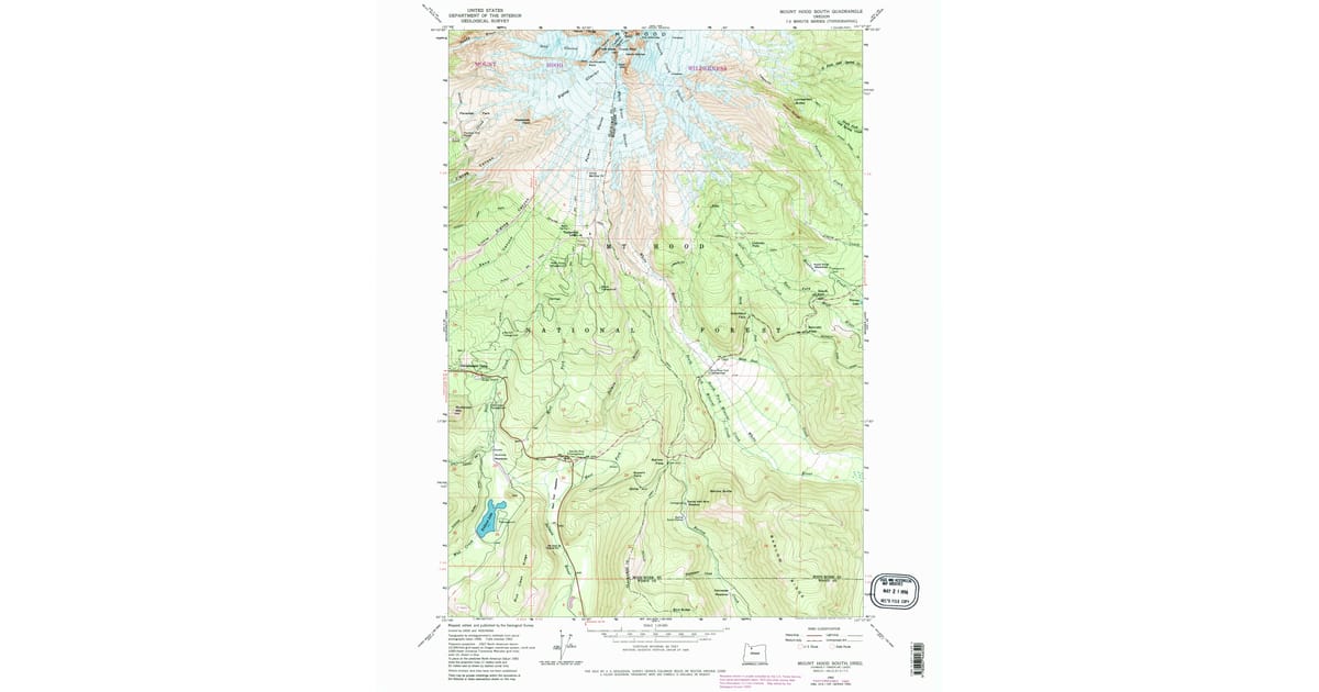 1962 Map of Mount Hood South, Hood River County, OR — High-Res, 1980 ...