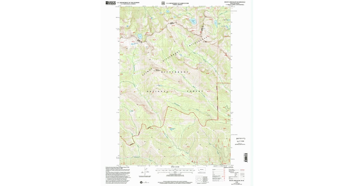 1998 Map of Mount Jerusalem, Ravalli County, MT — High-Res | Pastmaps
