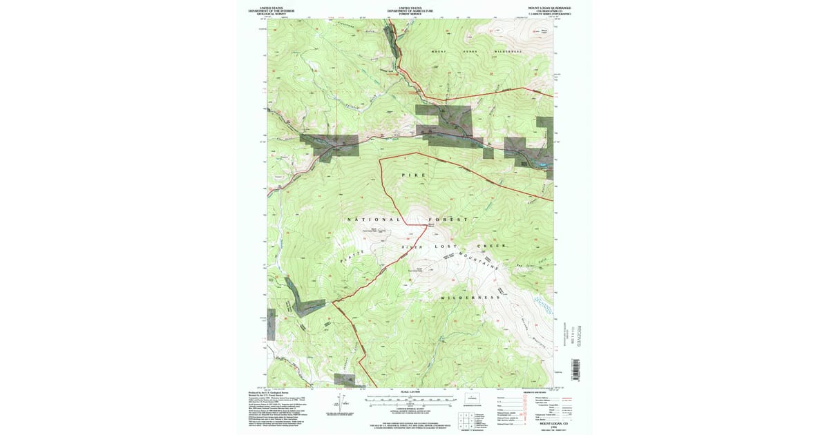 1994 Map of Mount Logan, Park County, CO — High-Res | Pastmaps