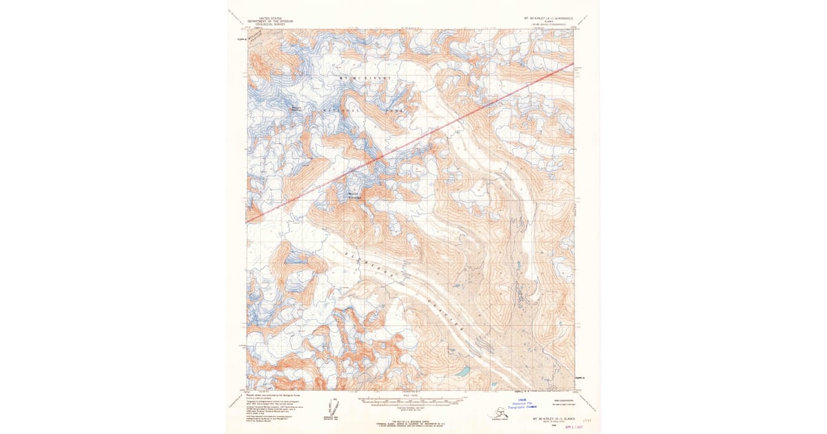 1954 Map of Mount McKinley A-1, Matanuska-Susitna Borough, AK — High ...