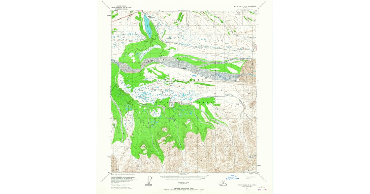 1954 Map of Mount McKinley B-2, Denali Borough, AK — High-Res | Pastmaps