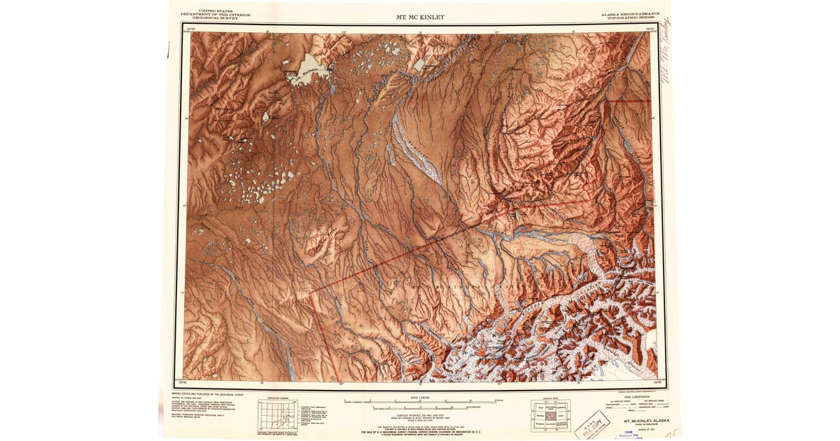 1952 Map of Mount McKinley, Denali Borough, AK — High-Res | Pastmaps