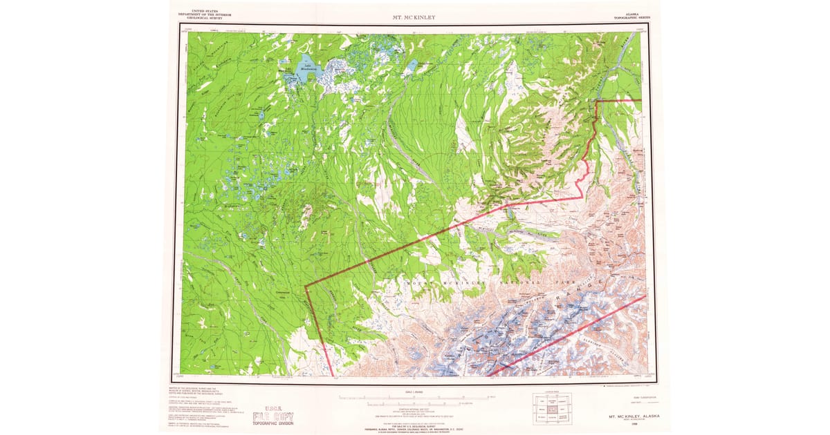 1958 Map of Mount McKinley, Denali Borough, AK — High-Res | Pastmaps