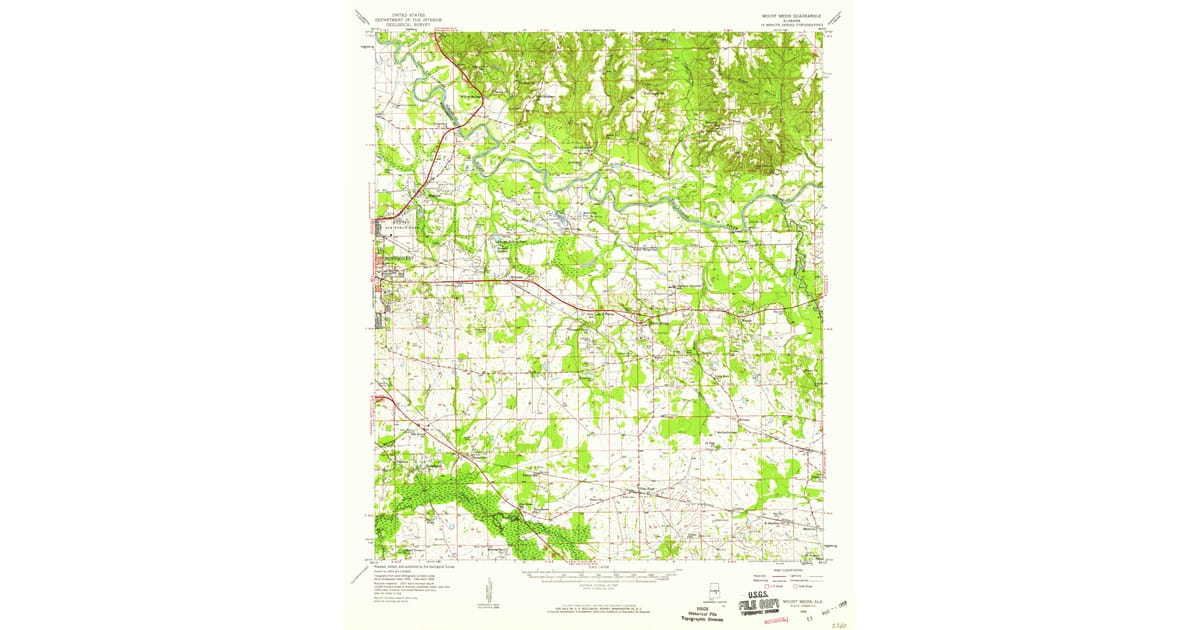 1958 Map of Mount Meigs, Montgomery County, AL — High-Res | Pastmaps