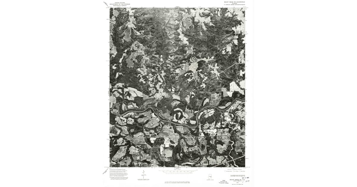 1975 Map of Mount Meigs NE, Elmore County, AL — High-Res | Pastmaps
