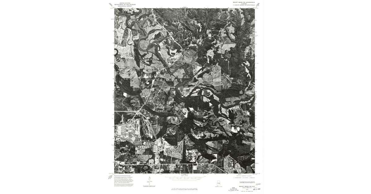 1975 Map of Mount Meigs NW, Montgomery County, AL — High-Res | Pastmaps