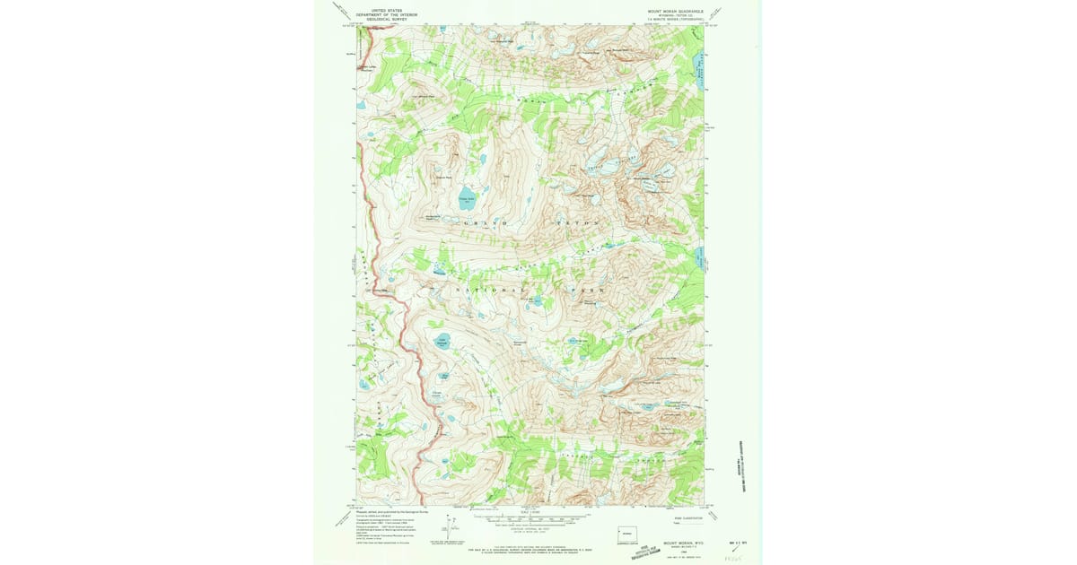 1968 Map of Mount Moran, Teton County, WY — High-Res | Pastmaps