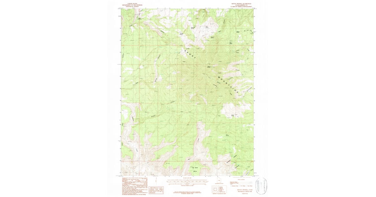 1987 Map of Mount Pennell, Garfield County, UT — High-Res | Pastmaps