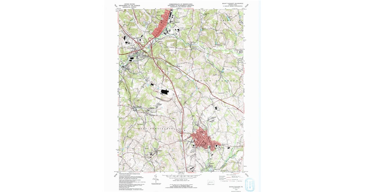 1993 Map of Mount Pleasant, PA — High-Res | Pastmaps