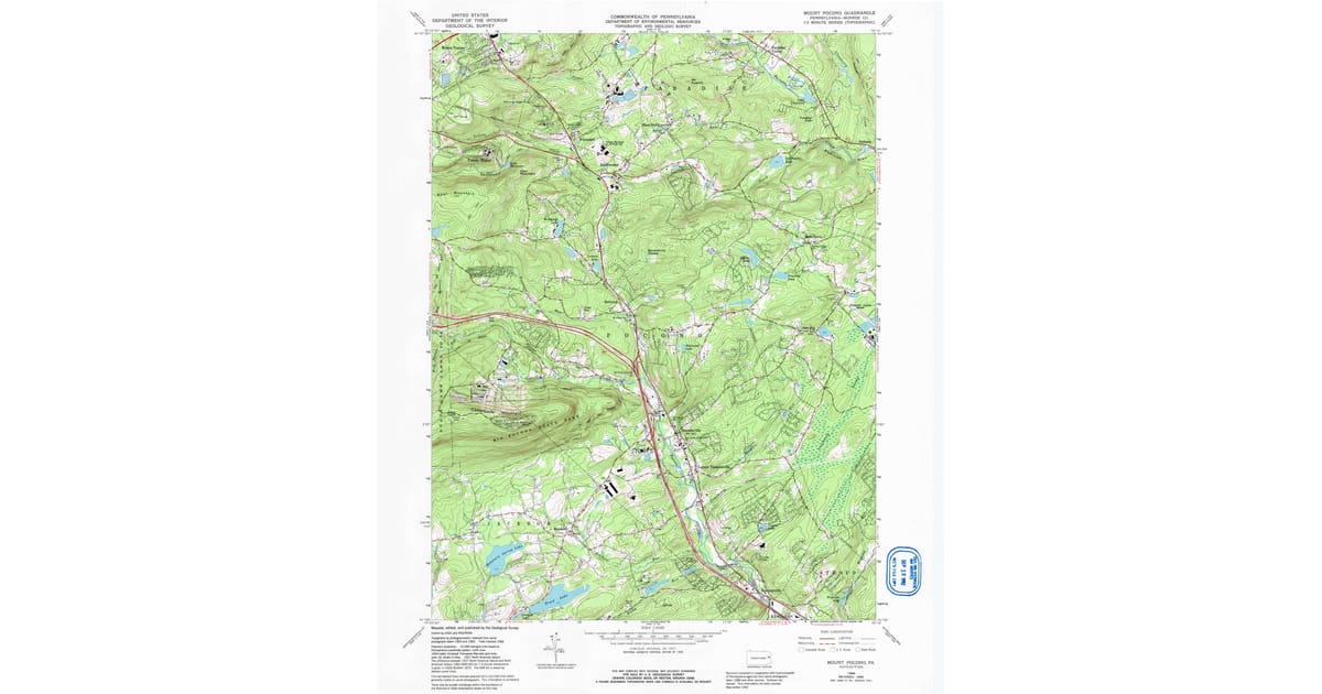 1966 Map of Mount Pocono, PA — High-Res, 1992 Print #2 | Pastmaps