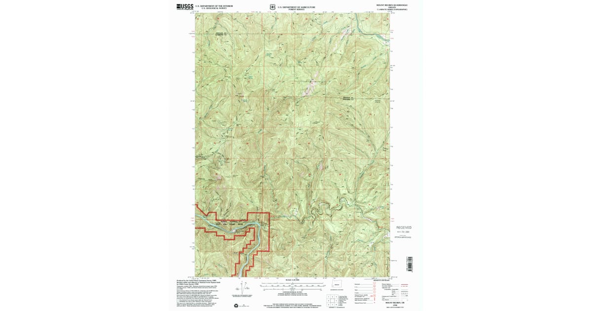 1998 Map of Mount Reuben, Josephine County, OR — High-Res | Pastmaps