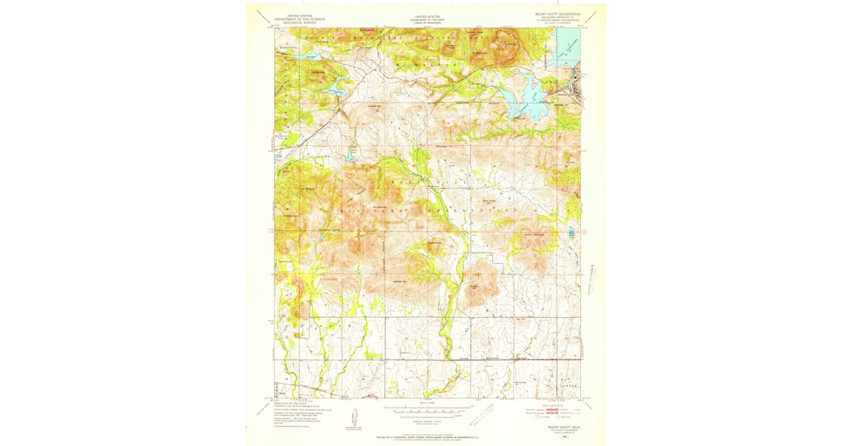 1949 Map of Mount Scott, Comanche County, OK — High-Res | Pastmaps