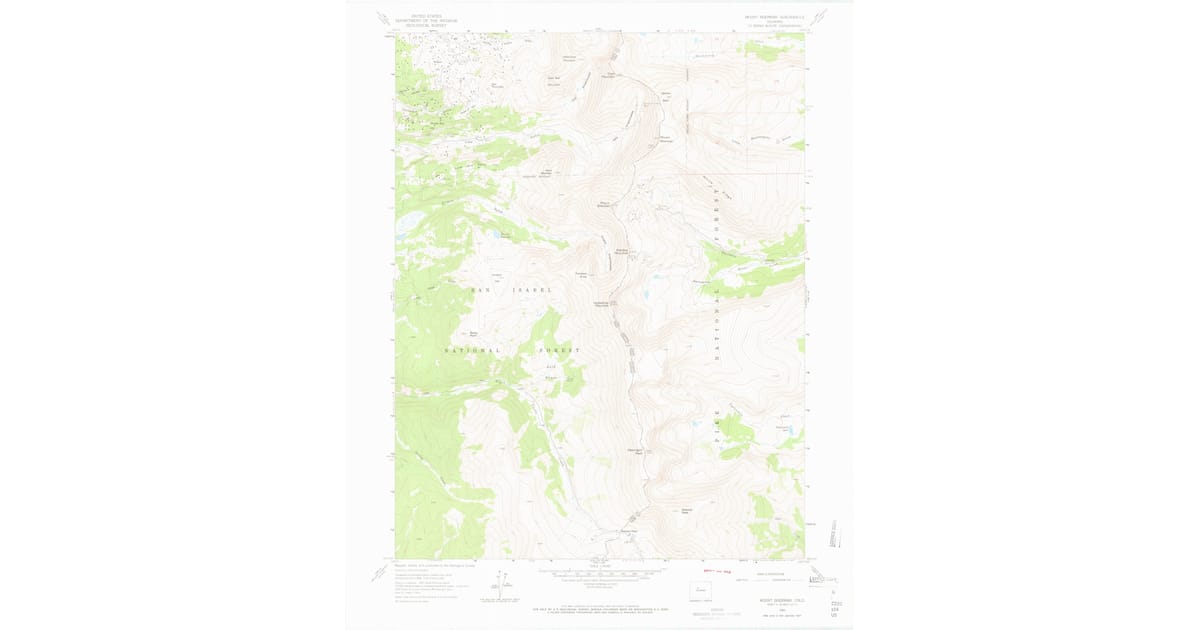 1961 Map of Mount Sherman, Lake County, CO — High-Res, 1967 Print ...