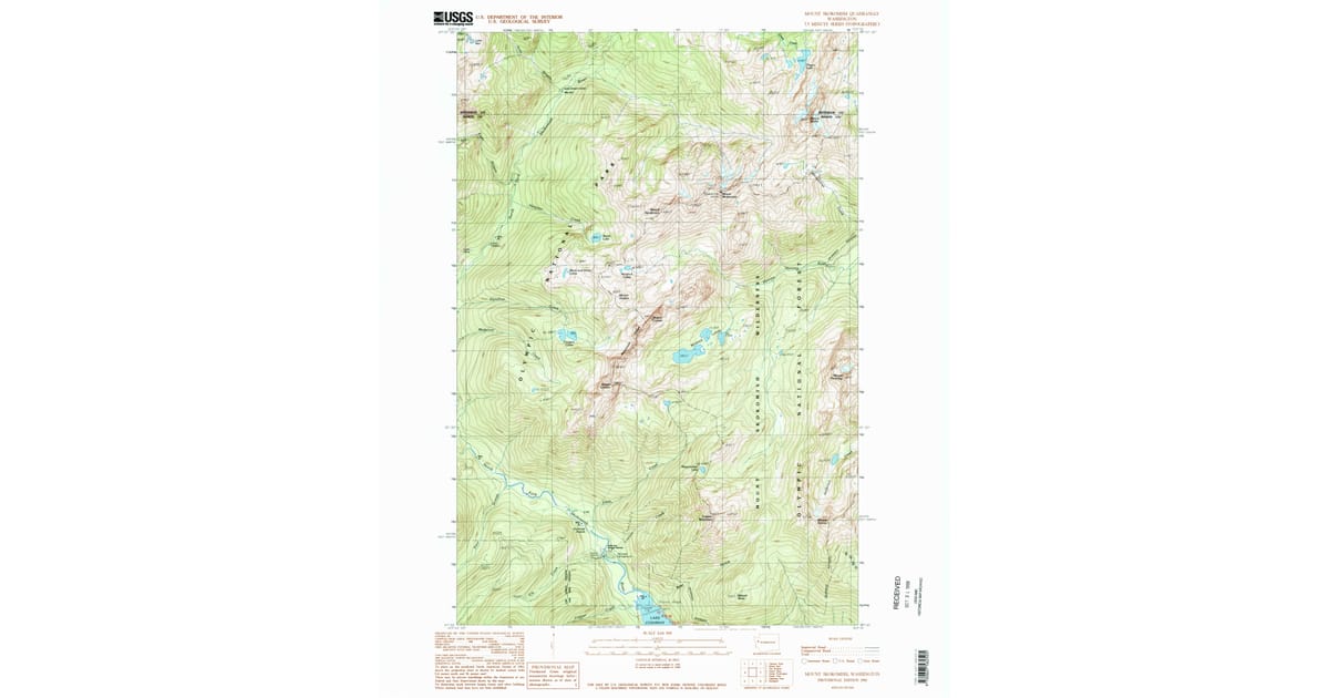 1990 Map of Mount Skokomish, Mason County, WA — High-Res | Pastmaps