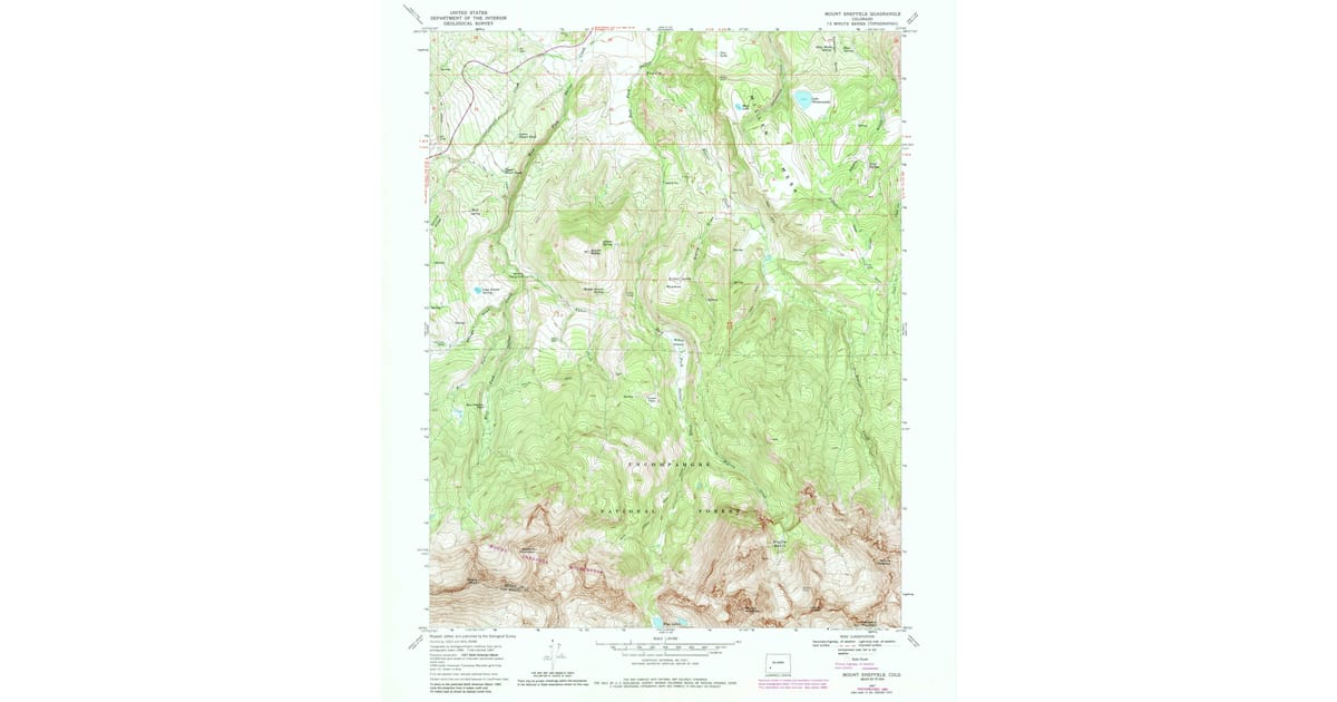1967 Map of Mount Sneffels, Ouray County, CO — High-Res, 1984 Print ...