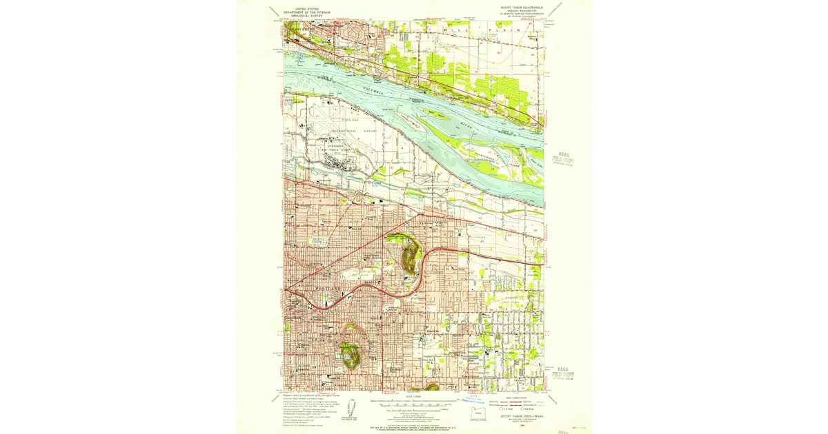1954 Map of Mount Tabor, Multnomah County, OR — High-Res | Pastmaps