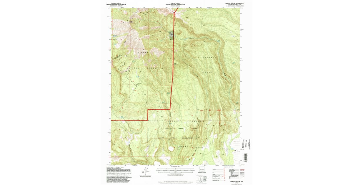 1995 Map of Mount Taylor, NM — High-Res | Pastmaps