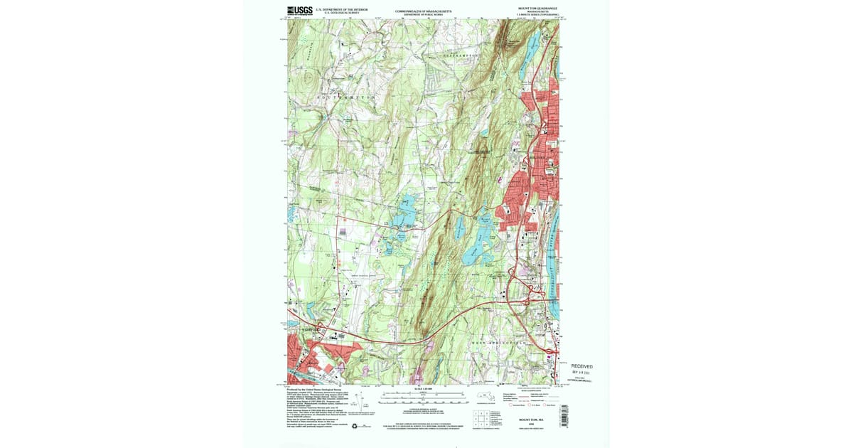 1998 Map of Mount Tom, Hampden County, MA — High-Res | Pastmaps