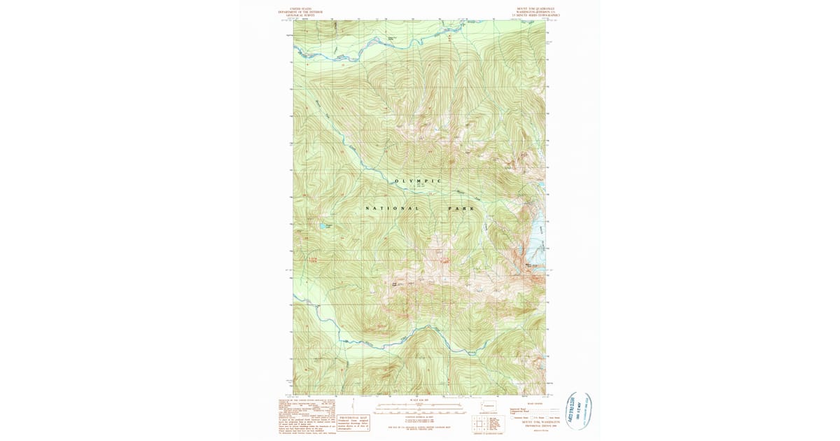 1990 Map of Mount Tom, Jefferson County, WA — High-Res | Pastmaps
