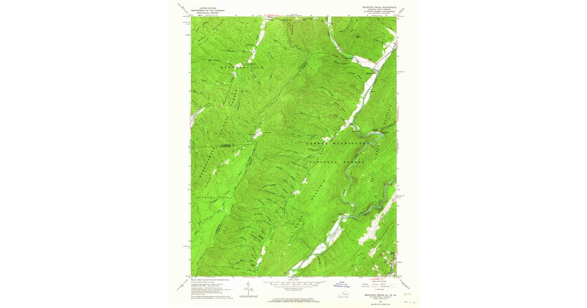 1961 Map of Mountain Grove, Bath County, VA — High-Res | Pastmaps