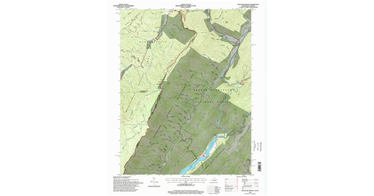 1995 Map of Mountain Grove, Bath County, VA — High-Res | Pastmaps
