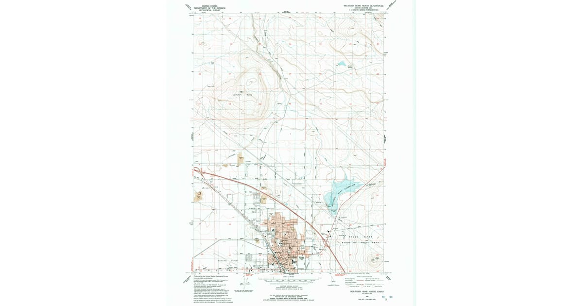 1992 Map of Mountain Home North, Elmore County, ID — High-Res | Pastmaps