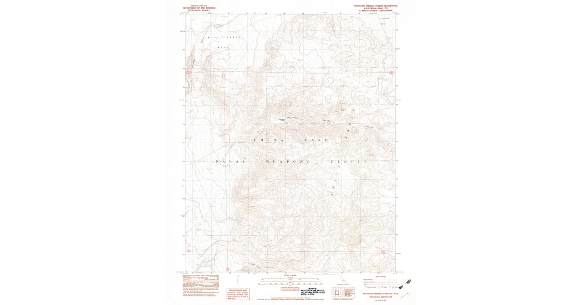 1982 Map of Mountain Springs Canyon, Inyo County, CA — High-Res | Pastmaps