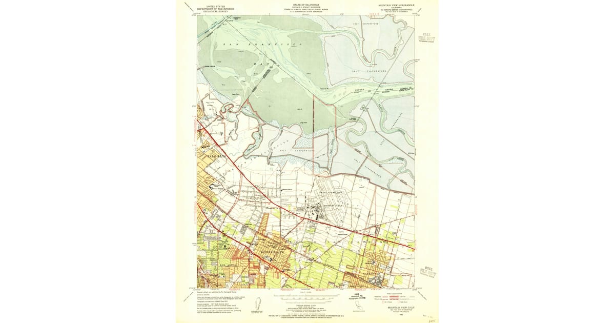 1953 Map of Mountain View, CA — High-Res | Pastmaps