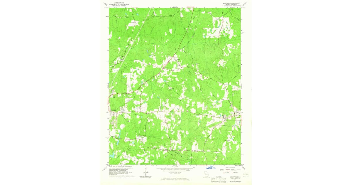 1964 Map of Mountville, Troup County, GA — High-Res | Pastmaps